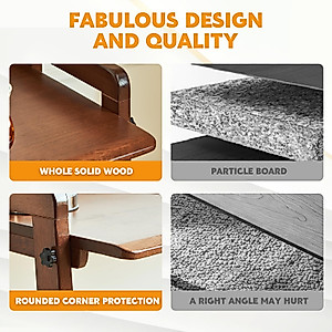 Solid Wood Folding Desk Mid Century Modern Desk, 47'' Foldable Writing Computer Desk for Home Office, Simple Study Makeup Workstation, Wooden Study Office Desk Table for Small Spaces, Walnut Color