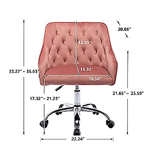 CNANXU Velvet Swivel Shell Chair with Adjustable Height,Accent Swivel Desk Chair,Modern Leisure Office Chair for Living Room (Pink)