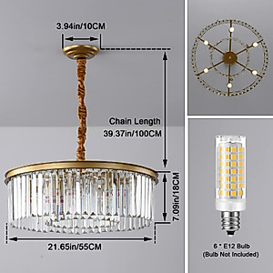 Laiuetai Gold Modern Crystal Chandelier, 2-Tier Round Flush Mount Ceiling Light Fixtures Height Adjustable Pendant Lighting for Dining Room Living Room Bedroom Kitchen Hotel Foyer