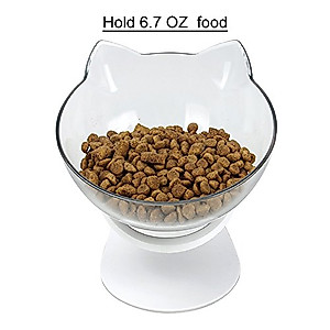 QIYADIN Tilted Raised Posture Cat Food Bowl Neck Protection Anti Vomiting 15 Degree Elevated Slanted Stand Pet Bowls for Cats and Small Dogs (Single)