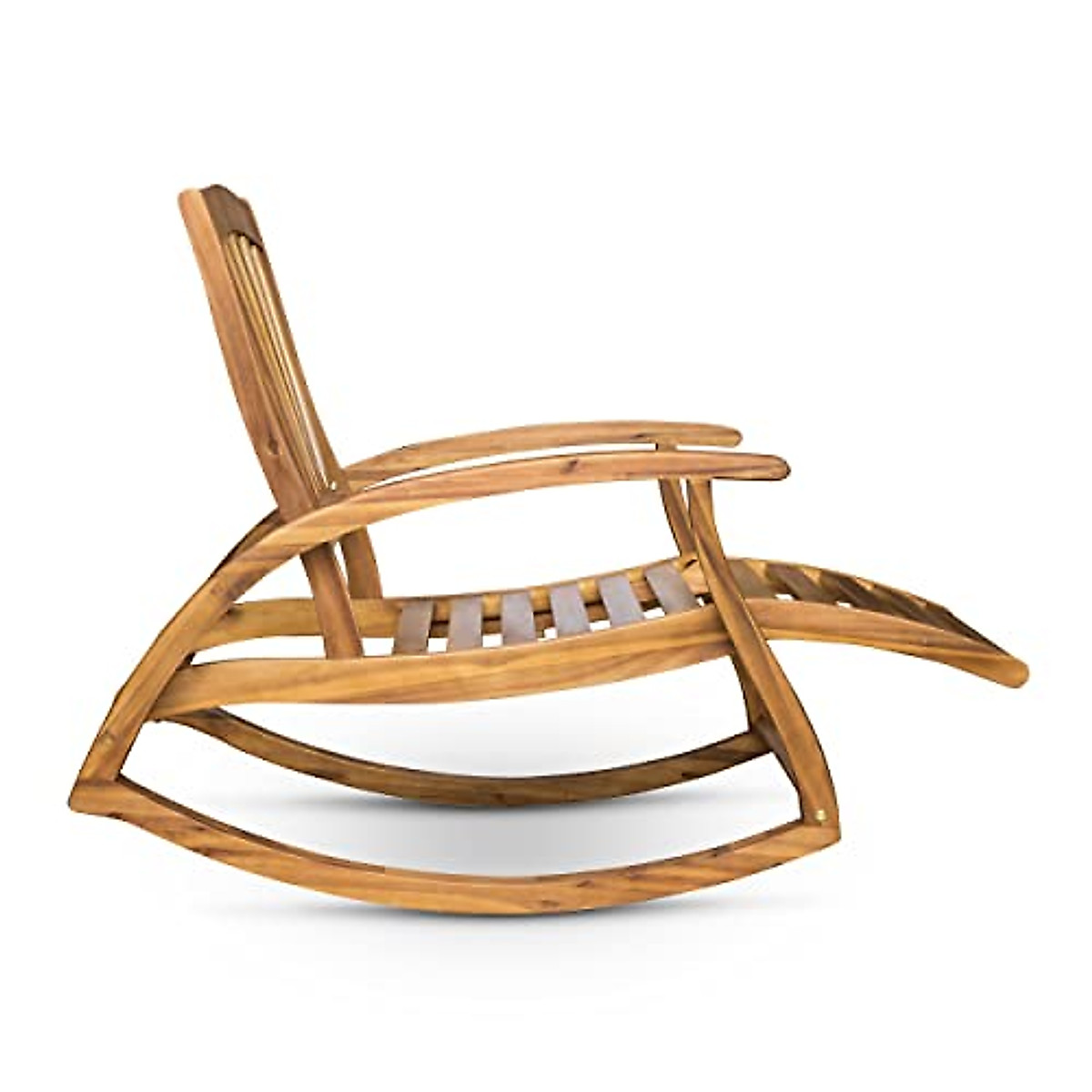 Christopher Knight Home Alva Outdoor Acacia Wood Rocking Chair with Footrest, Teak Finish
