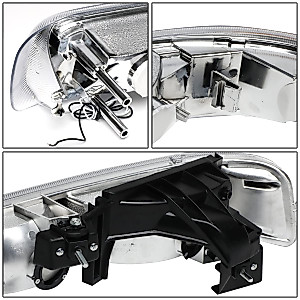 DNA MOTORING HL-LB-CSIL99-CH-CL1 Chrome Housing Pair LED DRL Headlight Bumper Lamps Replacement For 99-02 Silverado