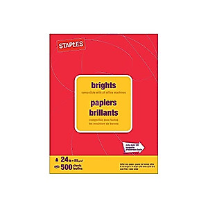 Staples 733081 Brights 24 Lb. Colored Paper Red 500/Ream