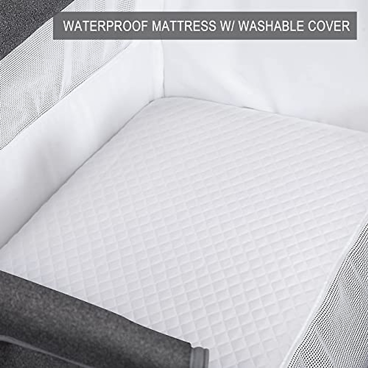 Baby Bassinet, Yacul Bedside Crib Sleeper with Wheels and Music Box, Height Adjustable fit for Bed Height 19" - 26.5", Portable, Dark Gray