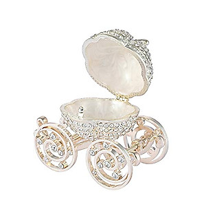 QIFU Pumpkin Carriage Series Enameled Trinket Box Hinged Decorative Collectible Figurine Unique Gift to Store The Ring