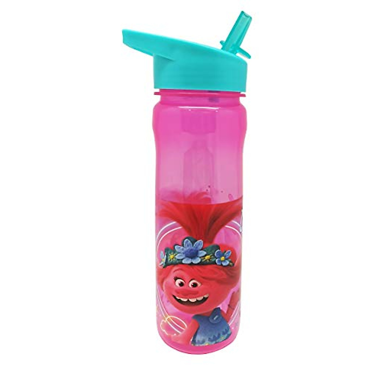 Trolls Reusable 600ml PP Water Bottle with Straw for Kids-Official Merchandise by Polar Gear Drinking School Nursery Sports Picnic BPA Free, Plastic, Pink