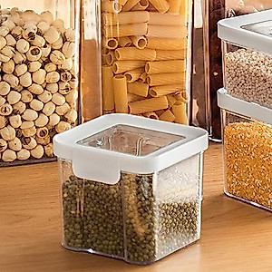 2 Pack Square Food Container Set with Lid, 0.7L Medium Pantry Airtight Storage Containers for Kitchen, BPA-Free Thick Plastic Canisters for Grains, Candies, Snacks, Cookies Container (700ml/23oz)