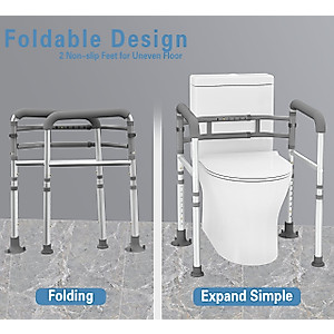 Delog Toilet Safety Rails 350 lb - Adjustable Toilet Safety Frame & Rails, Toilet Safety Rail for Elderly Adults, Toilet Handles for Seniors, Toilet Bars for Elderly & Handicap