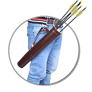 Clubcorp Archery Quiver| Small of Back Holster Shoulder Back| Perfect Bow Cow Hide Leather Arrow Holder for Youth Arrow Quiver Arrow Holder Shoulder Hanged Archery Backstop Walking Stick Dark Brown