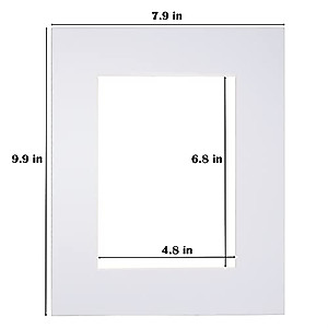 Egofine 8x10 White Picture Mats Pack of 14, Frame Mattes for 5x7 Pictures, Acid Free, 1.2mm Thickness, with Core Bevel Cut
