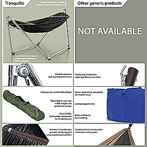 Tranquillo 450lb Capacity Hammock with Stand Included Instant Set Up Foldable Portable Hammock Bed with Spreader Bar, Indoor & Outdoor, Black
