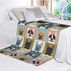 XTGOO Cute French Bulldog Dog Ultra-Soft Fleece Blanket Flannel Velvet Plush Throw Blanket,60x50in