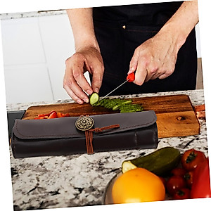 ifundom Roll, Canvas Roll Bag for Chefs, Portable Travel Tool Roll Bag, for Culinary Student, Professional Chef for Men Women for Meat Cleaver