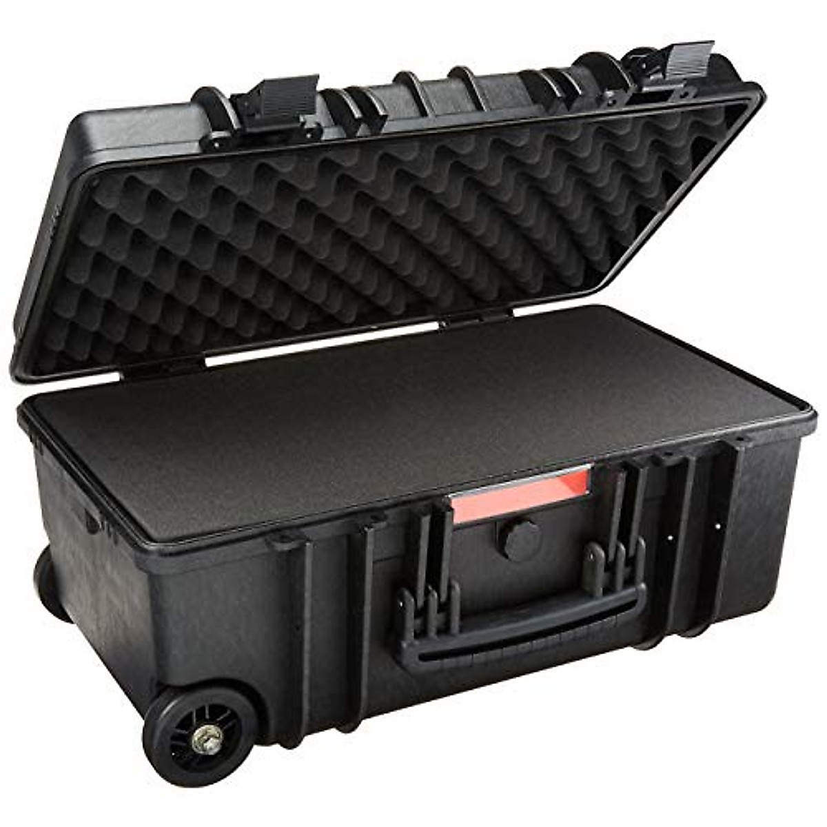 Amazon Basics Large Hard Rolling Camera Case, Solid, Black, 22"L x 14"W x 9.8"H