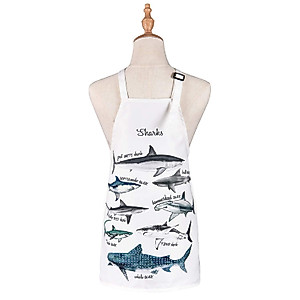 Claswcalor Sharks Apron- Kids Baking Apron-Waterproof Child Apron with Adjustable Neck for Party Cooking Gardening Painting Craft