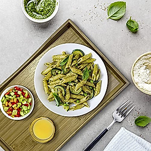 Serving Tray Bundled , with Coasters 2 Wooden & 4 Matching Handles Trays Sizes Bamboo Unfinished Wood Coasters, Light Golden (WDTRY001)