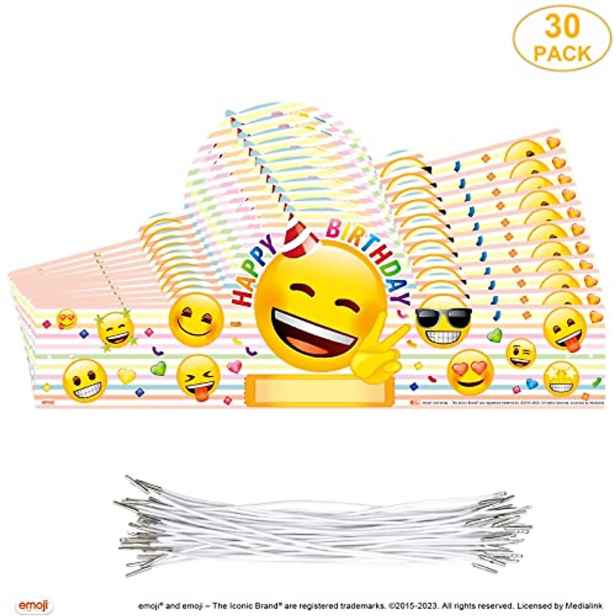 FANCY LAND Birthday Crowns for Kids Classroom 30PCS Emoji Birthday Crowns Party Supplies