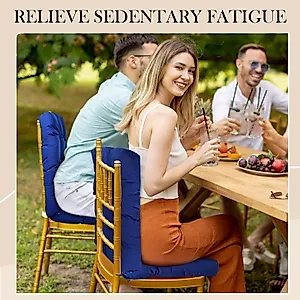 Wesiti 4 Sets Rocking Chair Cushions Outdoor Recliner Cushion Non Slip High Back Patio Chair Cushions Rocking Chair Pads for Wooden Rocking Chair Tufted Glider Rocker Replacement Cushions (Navy Blue)