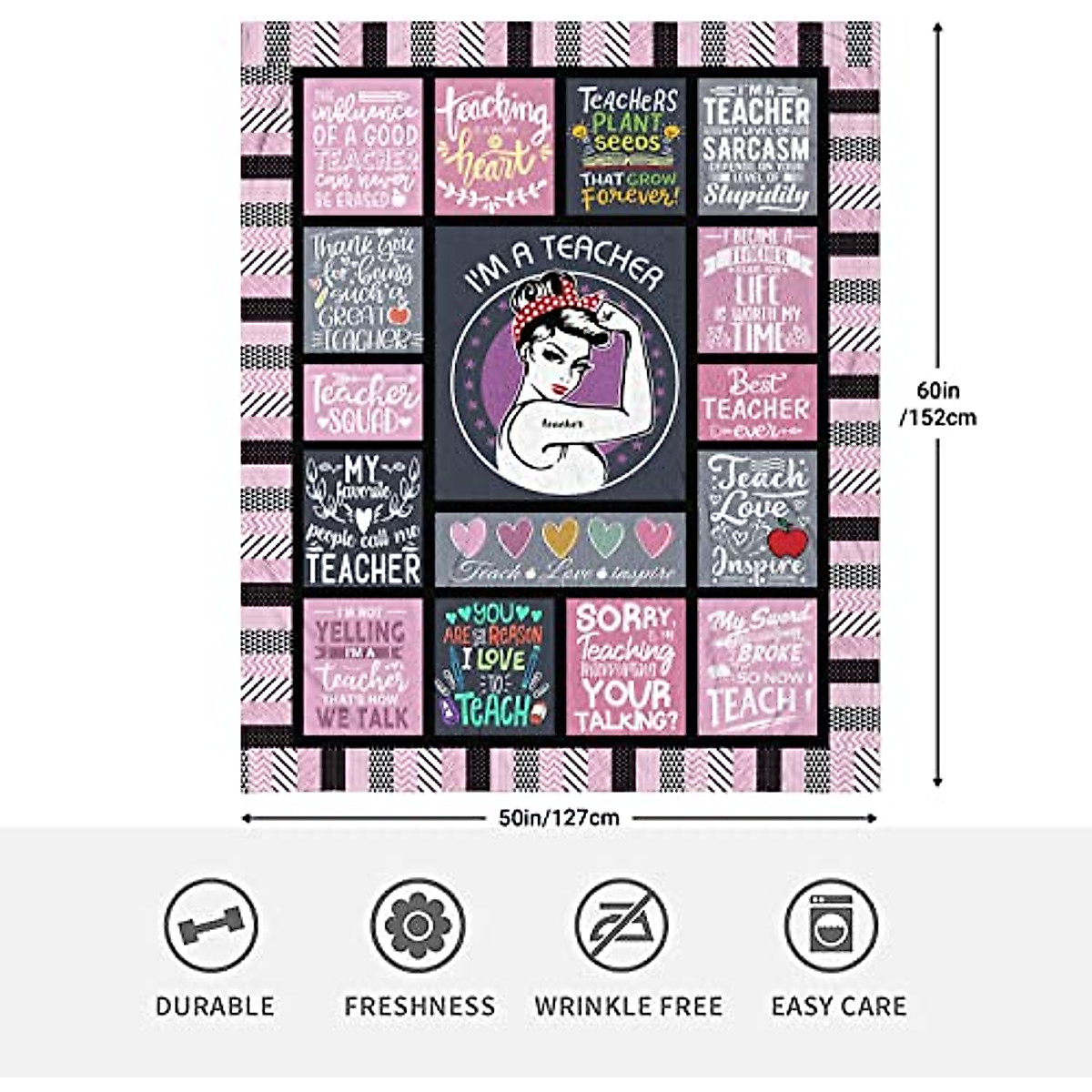 Teacher Gifts Blankets - Teacher Gifts for Women - Teacher Appreciation Gifts - Best Teacher Gift from Student - Teacher birthday Retirement gifts - Teachers Day Back to School Blanket 60"X 50"