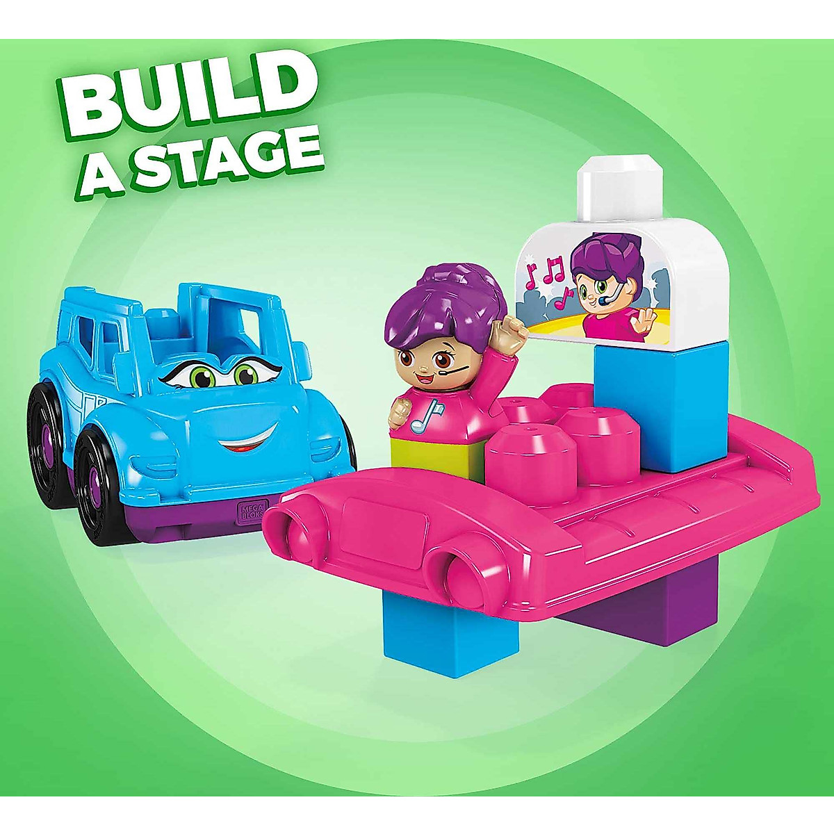 Mega Bloks First Builders Tina Tour Bus with Big Building Blocks, Building Toys for Toddlers (6 Pieces)