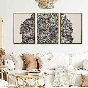 CHDITB Framed Wood Tree Rings Wall Art Set, 16x24in Black and White Canvas Art Wall Decor, Abstract Nature Wall Pictures Prints, Modern Paintings Wall Art for Living Room, Bedroom, Farmhouse(3Pcs)