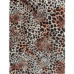 Dana Black Brown Rust Leopard Pattern Polyester Stretch Velvet Fabric for Bows, Top Knots, Head Wraps, Scrunchies, Clothes, Costumes, Crafts