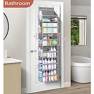 MISSLO Over the Door Organizer Hanging Storage with 6 Large Pockets 12 Side Pockets Closet Door Organizer Heavy Duty Baby Organization for Bathroom, Pantry, Bedroom, Nursery, Clothes, Toys, Diapers