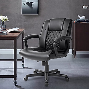 Qulomvs Ergonomic Office Desk Chair with Wheels Back Support Computer Executive Task Chair with Arms 360 Swivel (Black)