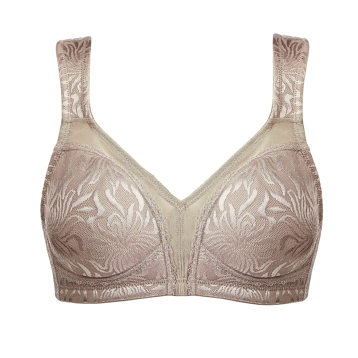 ZeroBound Women's Minimizer Bras Comfort Cushion Strap Wirefree Full Coverage Large Bust Non-Padded Bra(Toffee,42DDD)