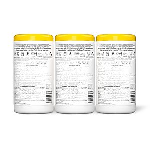 Amazon Basics Disinfecting Wipes, Lemon Scent, for Sanitizing, Cleaning & Deodorizing, 255 Count (3 Packs of 85)