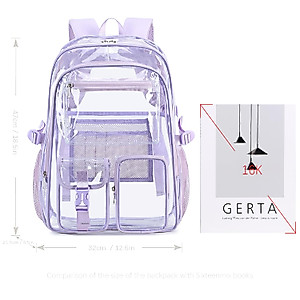 abshoo Large Clear Backpack For Girls Women School Bookbag Heavy Duty Transparent Backpack (Purple)