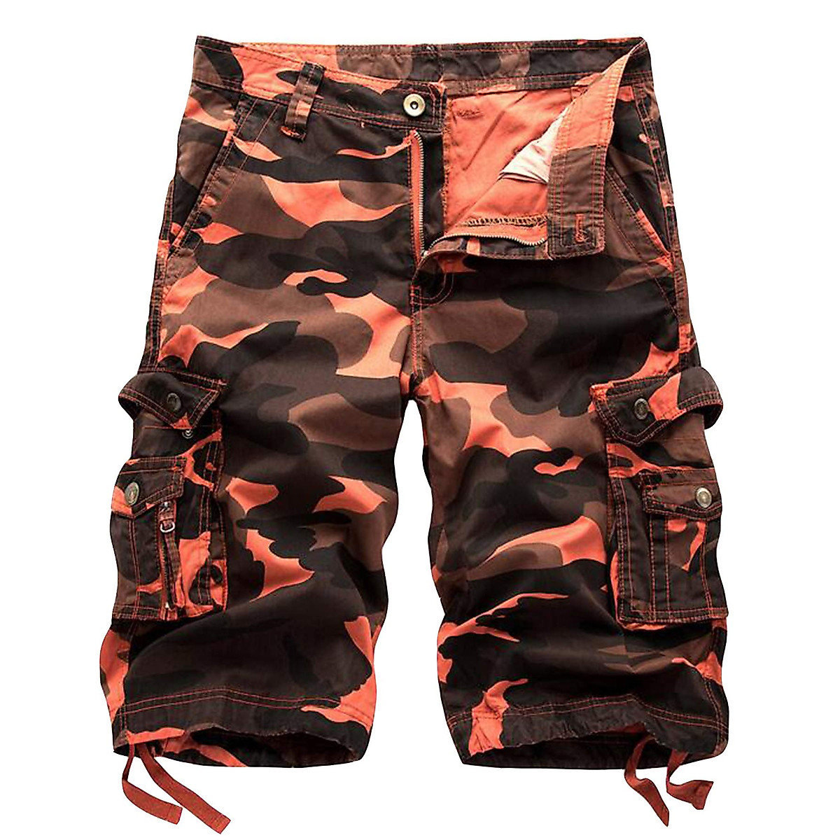 AOYOG Men's Camo Cargo Shorts Relaxed Fit Multi-Pocket Outdoor Camouflage Cargo Shorts Cotton