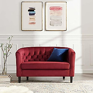 Modway Prospect Performance Velvet Loveseat, Maroon 28.5 x 49 x 29.5