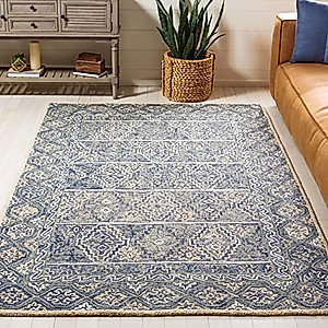 SAFAVIEH Aspen Collection 8' x 10' Blue / Beige APN275M Handmade Boho Wool Area Rug