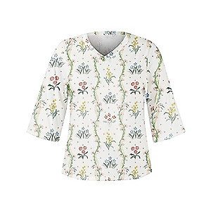 White Blouses for Women Dressy,Women's 3/4 Sleeve Summer Tops Cotton Womens White Tops 3/4 Sleeve Graphic Tshirts Shirts for Women 3/4 Sleeve Cotton Tops for Women(3-White,XX-Large)