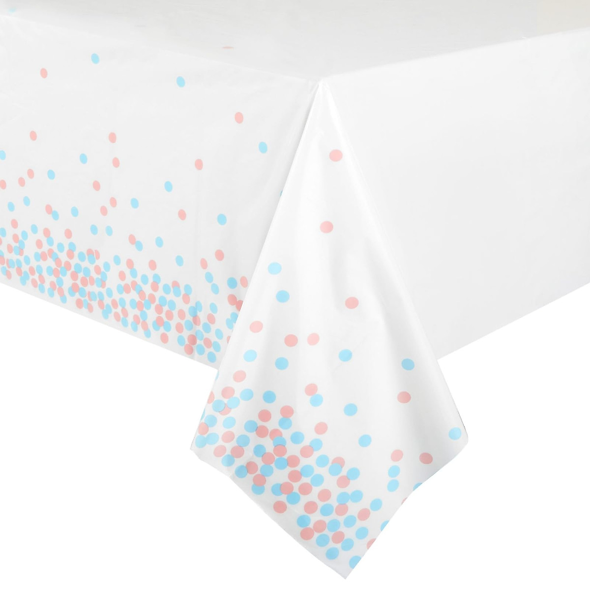 Plastic Table Covers with Pink and Blue Confetti for Gender Reveal (54 x 108 in, 6 Pack)