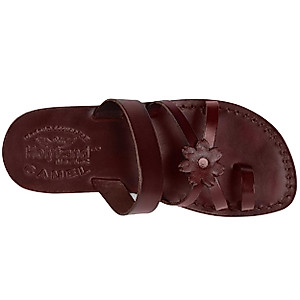 Holy Land Market Men/Women Biblical Jesus Leather Sandals/Slides From Jerusalem (Galilee Style)