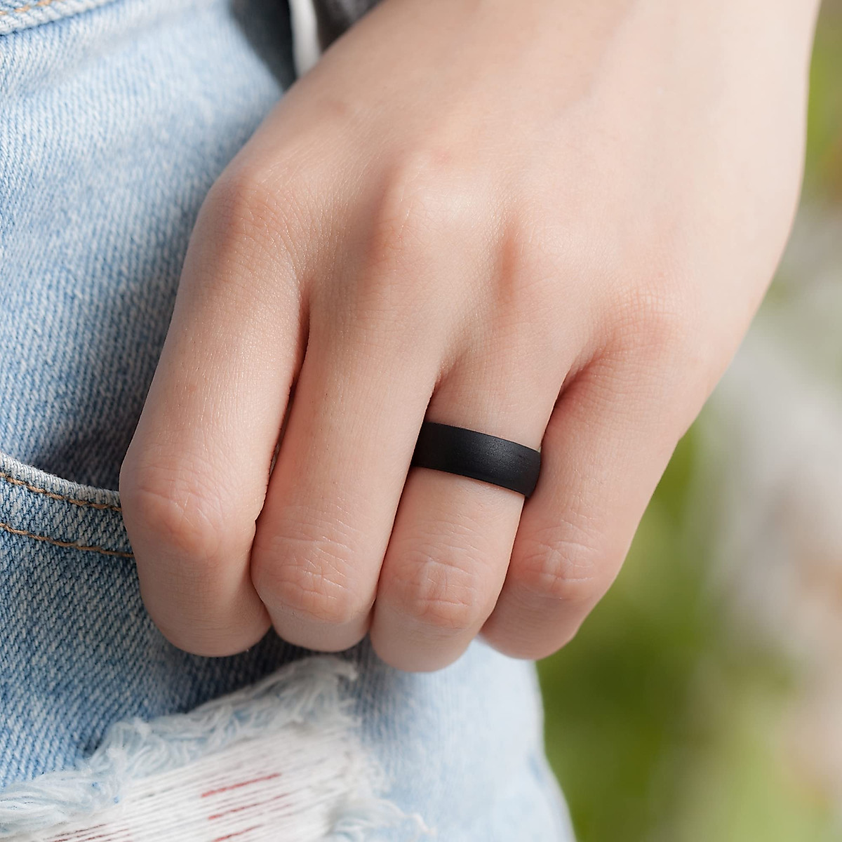 ThunderFit Silicone Wedding Rings for Women, Swivel and Round 10 Mixed Rubber Engagement Bands (Size 7.5-8 (18.2mm))