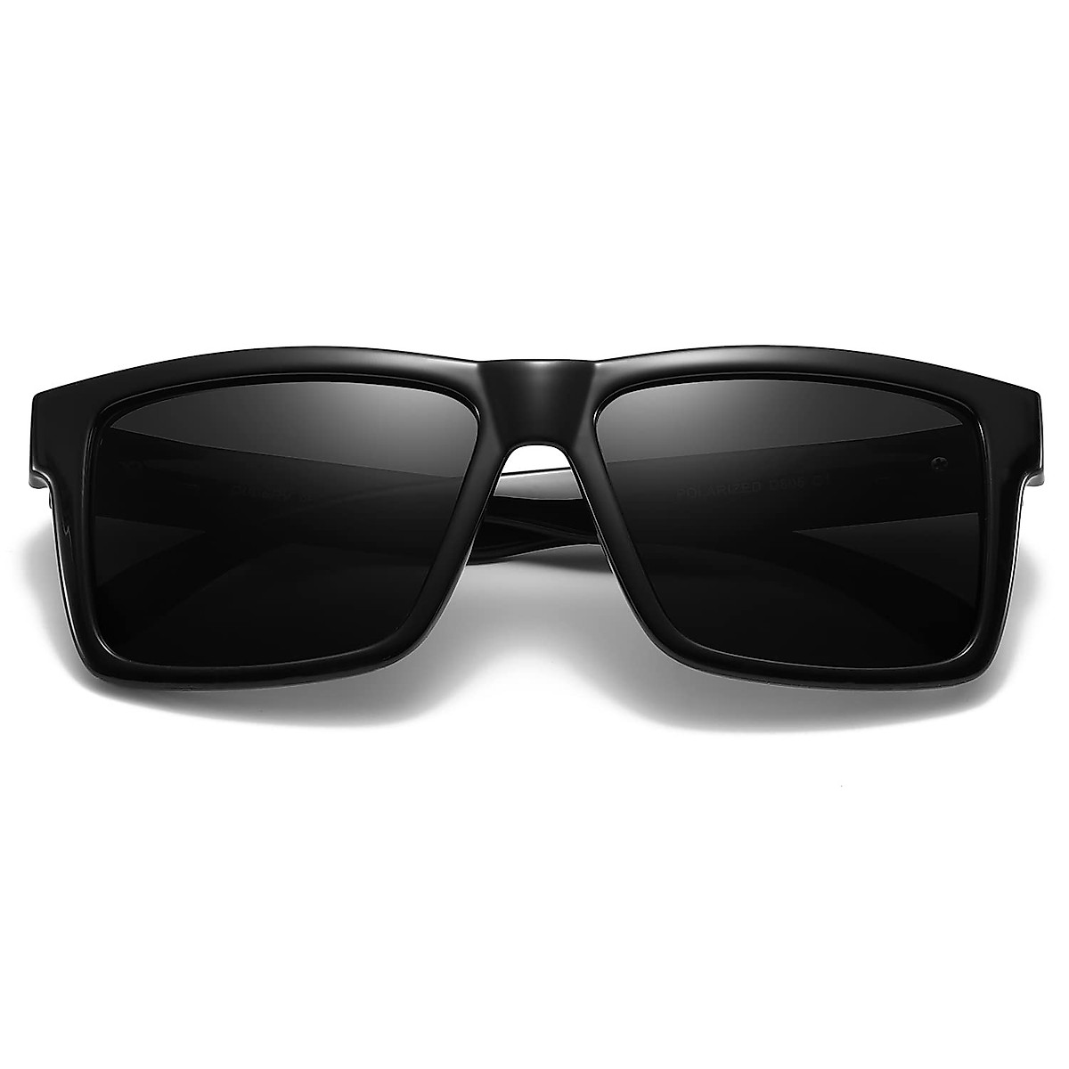 DUBERY Classic Square Polarized Sunglasses for Men/Women UV400 Protection Sun Glasses D805,Black/Black