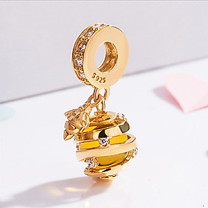 Queen Bee Charm 925 Sterling Silver Animal Charm Lucky Charm Birthday Charm for Pandora Charm Bracelet (A)