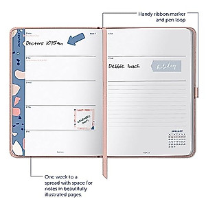 Busy B Perfect Planner Diary January to December 2024 - A5 Pink - Faux Leather Week to View Planner with Stickers & Tear-Out Lists