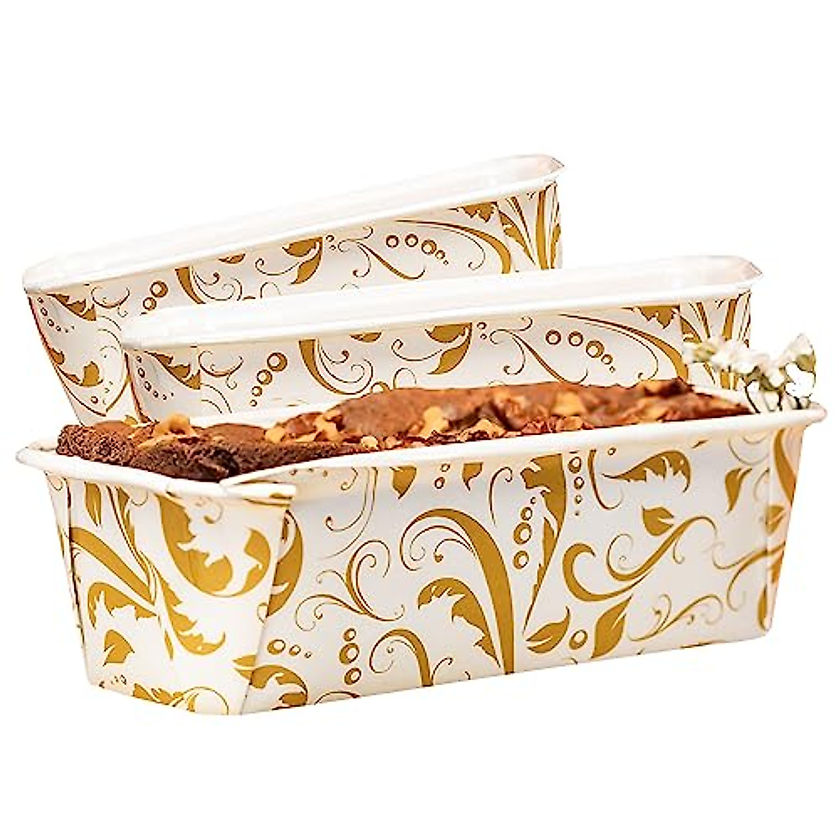 PaperMi Paper Loaf Pan, Disposable Paper Baking Loft Mold 24ct, Elegant Pan Supplies for Baking Bread, Small Meatloaf, Bundt Cake Microwave Oven Freezer Safe (6-1/4" x 2-1/8" x 2)