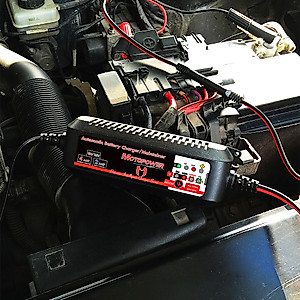 MOTOPOWER MP00207 6V and 12V 4AMP Automatic Smart Battery Charger, Battery Maintainer, Battery Desulfator with Force Charging Recondition Mode