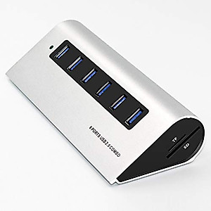 SHYPT 6 Port USB3.0 HUB One Point Six USB2.0/3.0 Docking Station Card Computer Notebook U Disk Multi-Port Splitter (Color : White)