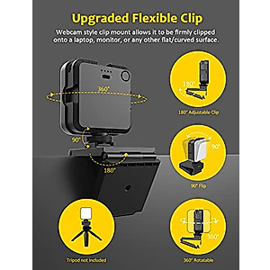 NexiGo Glow Light for Streamers, Enhanced Video Conference Lighting Kit with Webcam Style Clip, Built-in Battery, Dimmable & Rechargeable, for Streaming, Photography, Vlogging