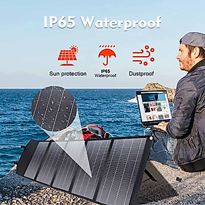 200W Portable Solar Panel for Jackery/BLUETTI/ECOFLOW Power Station, 18V Solar Panel, IP65 Waterproof Solar Panel kit with 2 USB QC + 1 PD + MC4 Output