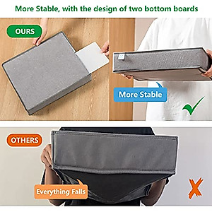 Qozary 2 Pack Socks Underwear Drawer Organizer with Solid Bottom, 30 Cells or 20 Cells Cabinet Closet Storage Boxes Divider for Clothes, Lingerie, Underwear, Ties (Gray, 30 + 20 Cells)