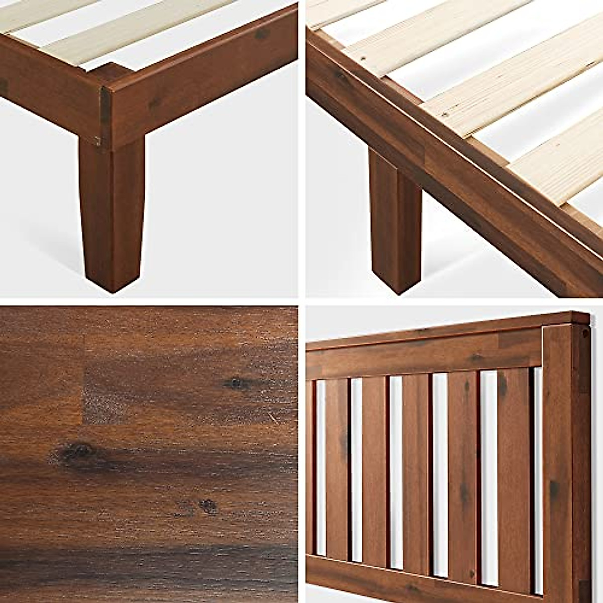 ZINUS Vivek Wood Platform Bed Frame with Headboard, Solid Wood Foundation with Wood Slat Support, No Box Spring Needed, Easy Assembly, Twin