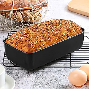 Homikit Loaf Pan Set of 2, 9 x 5 Inch Stainless Steel Bread Loaf Pans for Baking Homemade Banana Sandwich Cake, Medium Metal Meat Loaf Pan Tins Nonstick & Healthy, Oven Safe