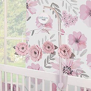 Little Love by NoJo Beautiful Blooms Pink and Grey Flowers Musical Mobile